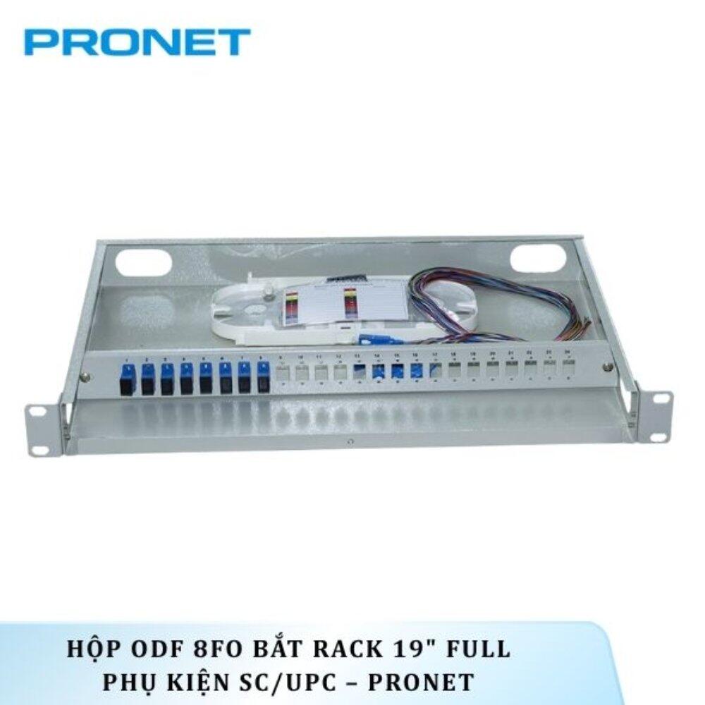 Hộp phối quang ODF 8FO Bắt Rack 19" PRONET PR-ODF08R Full phụ kiện ...